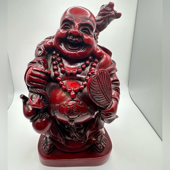 Accents | Laughing Traveling Buddha 85 Inch Red Resin Statue | Poshmark